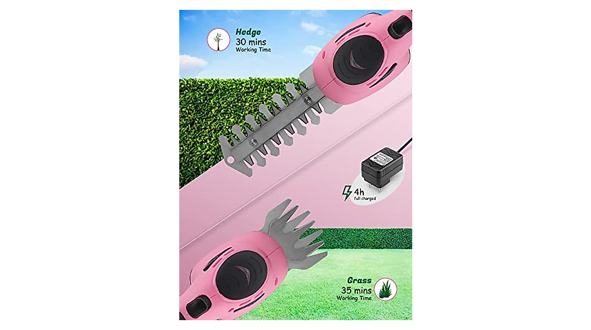 Lichamp 2-in-1 Pink Cordless Grass Shear & Hedge Trimmer