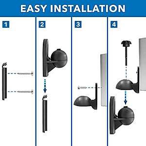 Mount-It! Speaker Wall Mount Full Motion Brackets for Surround Sound Satellite Ceiling and Bookshelf Speakers, 2 Mounts, Black
