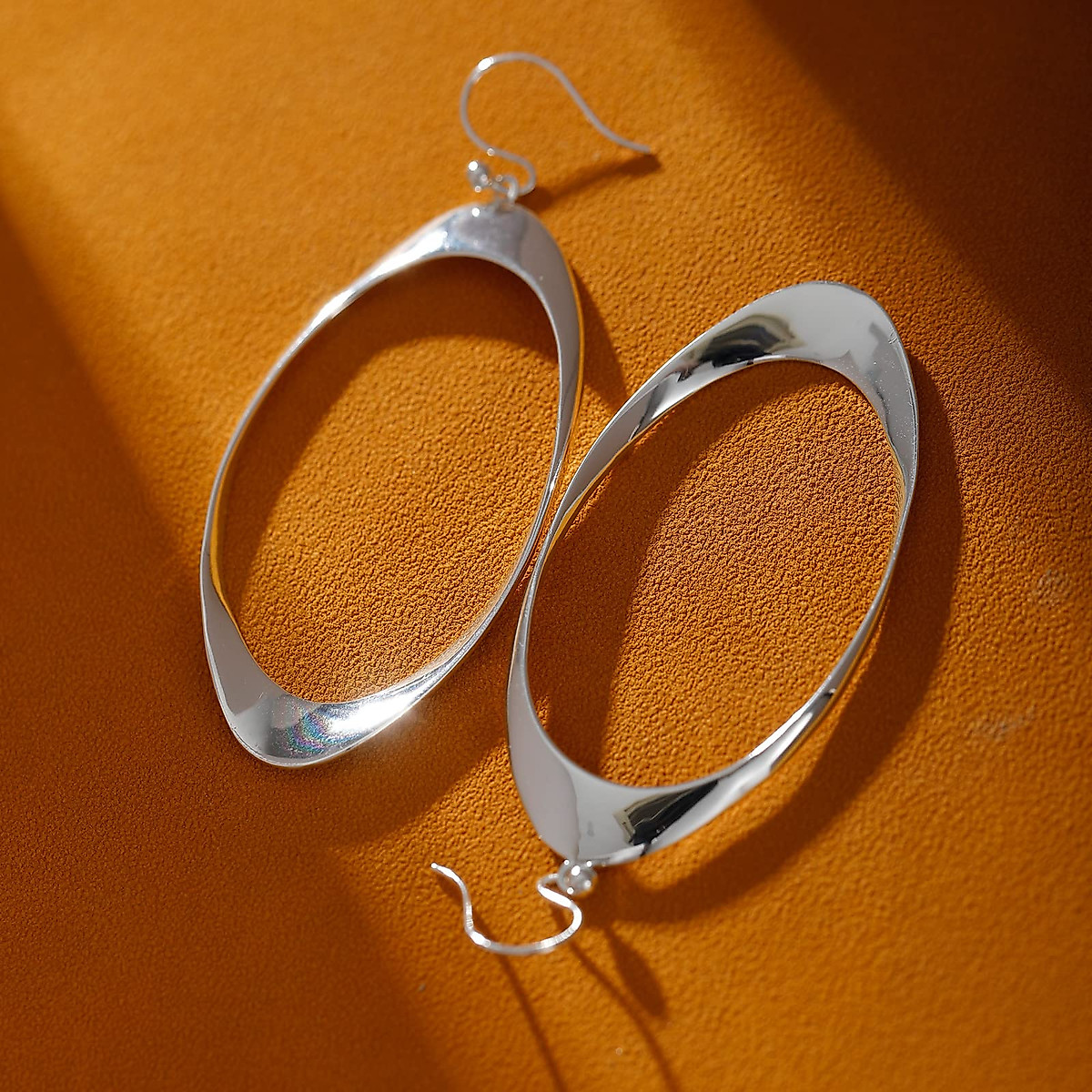 SA SILVERAGE Earrings for Women, 925 Sterling Silver Lightweight Teardrop Earring Large Oval Hoops High Polished Statement Ear Rings Jewelry Gift