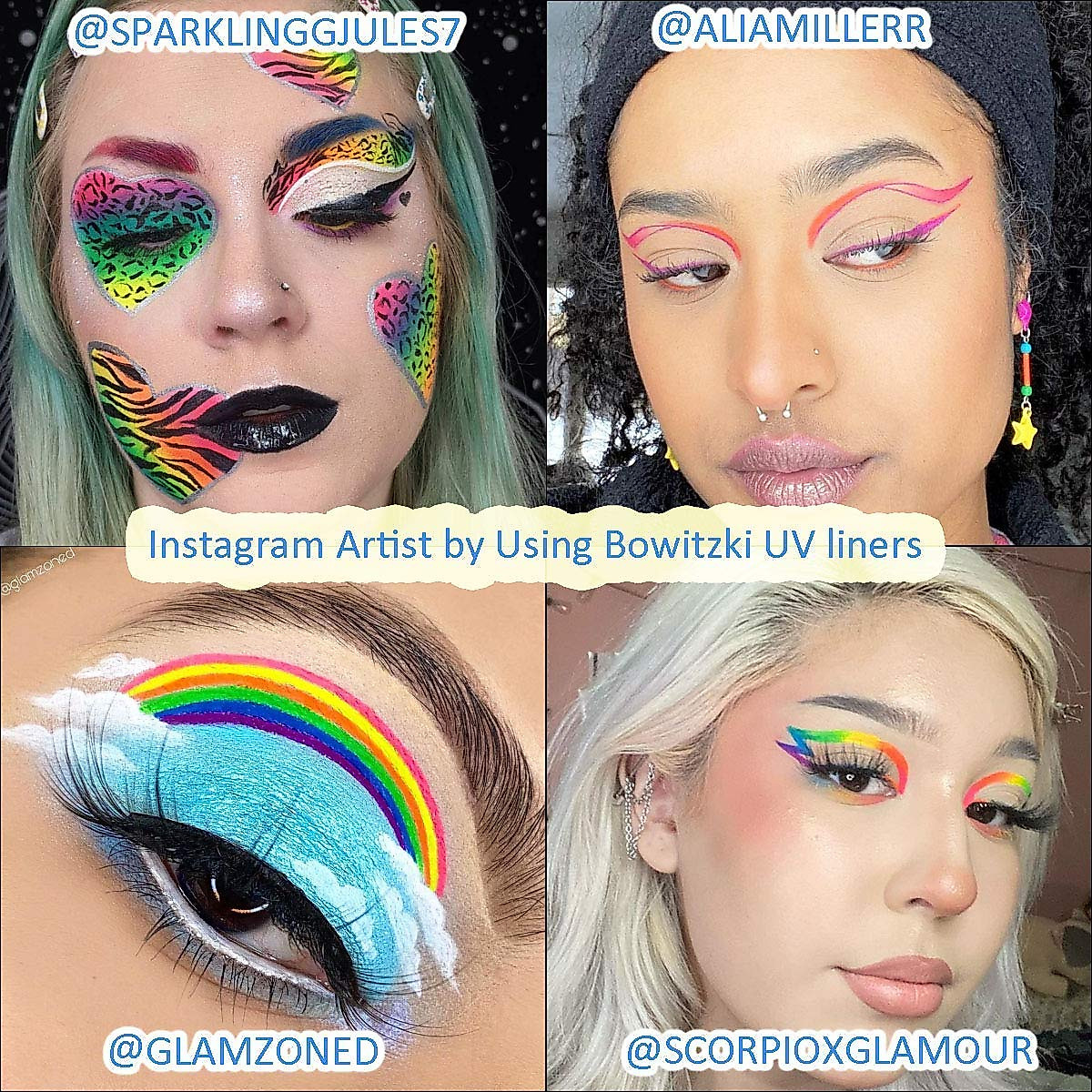 Bowitzki 9 Colors Water Activated Eyeliner Retro Hydra Liner Makeup Graphic Eyeliner UV Glow Fluorescent Color Face and Body Paint