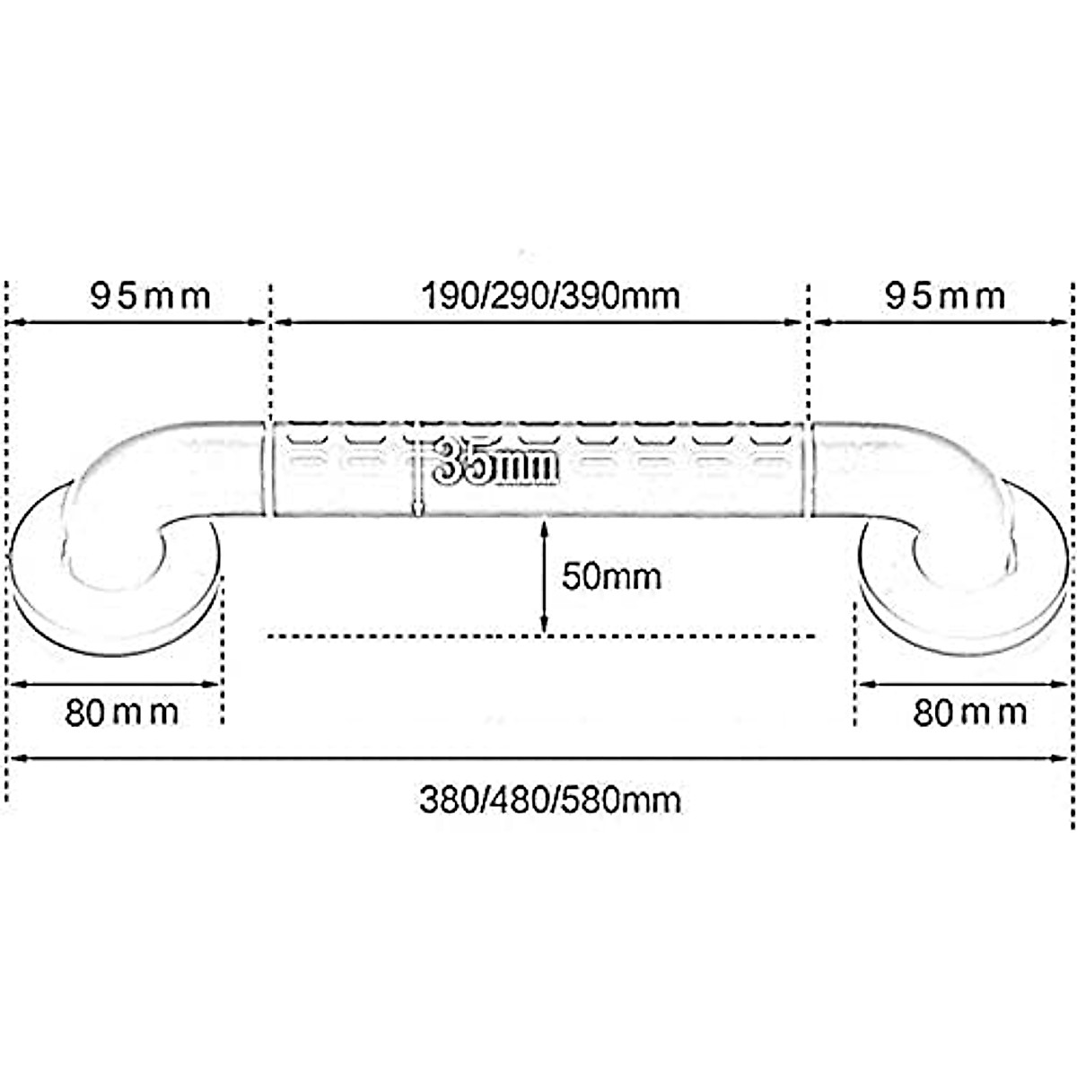 RTXUGMM Safety Grab Bar,Stainless Steel Grab Bar Bathtub, Bathroom Support Safety Rail Nylon Outer Tube Elderly Disabled Shower Assist Support Handle Toilet Kitchen Stairway/Black/58Cm