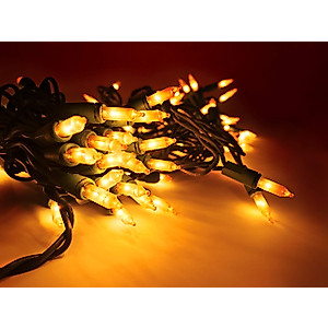 612 Vermont 100 Gold Frost Christmas Lights on a Green Wire String, UL Approved, Indoor and Outdoor Use, 18 Foot of Lighted Length, 20 Foot of Total Length