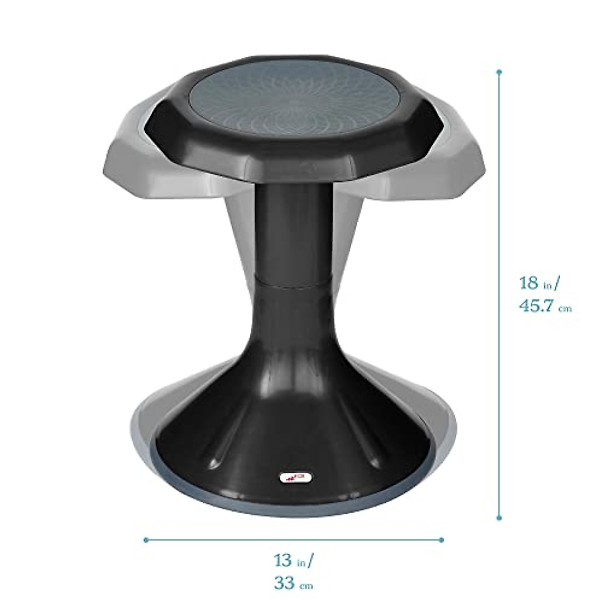 ECR4Kids ACE Active Core Engagement Wobble Stool, 18-Inch Seat Height, Flexible Seating, Black