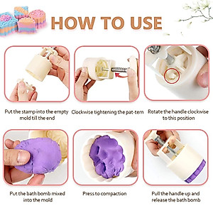 Barelove Bath Bombs Moon Cake Molds Kit, with 8 PCS 3D Thick Floral Shaped Stamps for 2 Sets, Mid-Autumn Festival Decoration Pastry Cookie Soap Hand-Pressure Mooncake Maker Cutter Tools Set (50g+100g)