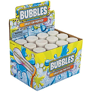 Party Bubbles for Kids - (Bulk Pack of 24) 2-oz Bubbles Bulk Solution with Bubble Wands Assorted Neon Colors for Outdoor Toys Summer Games, Birthday Kids Party Favors, & Goodie Bags Stuffers for Kids