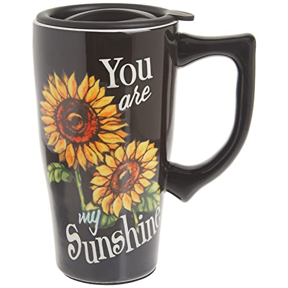 Spoontiques - Ceramic Travel Mugs - You Are My Sunshine Cup - Hot or Cold Beverages - Gift for Coffee Lovers