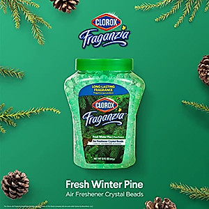Clorox Fraganzia Air Freshener Beads in Fresh Winter Pine Scent, 12 oz Jar | Gel Beads Air Freshening Scent Beads | Car Air Freshener for Car, Home, or Car
