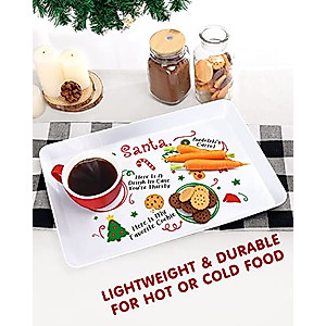 Nefelibata Santa Cookie Plate Christmas Serving Tray Plastic Cookies for Santa Platter and Tray Treat Rectangular Plate Christmas Eve Gift for Kids Xmas Holiday Sharing Snack Home Decorations Supplies