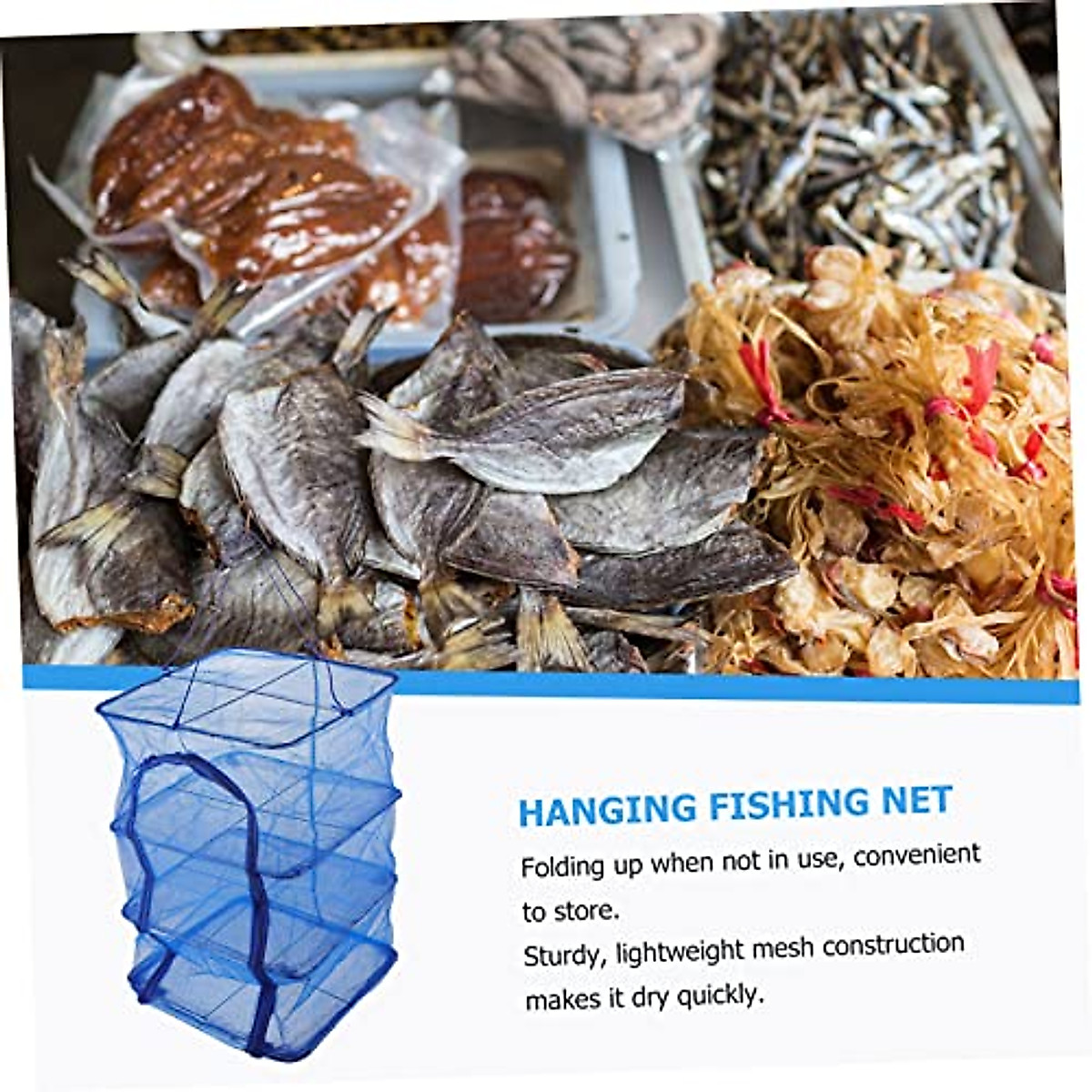 CHILDWEET Foldable Fish Cage Foldable Basket Outdoor Plants Blue Sweater Vegetable Dryer Hanging Mesh Food Dryer Rack Mesh Drying Rack Nylon Multi-Layer Net Nylon Fruit Blue Hanging Cage