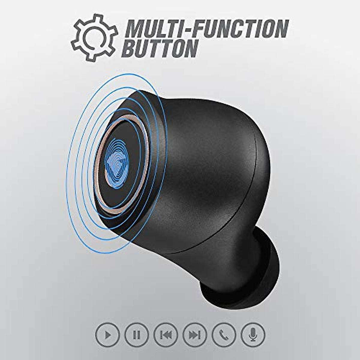 Volkano IPX4 True Wireless Earphones Bluetooth Earbuds with Charging Case, 18 Hour Playtime Typc-C Fast Charging, Auto Reconnect, Lightweight Pocket-Sized [Black] - Taurus Series