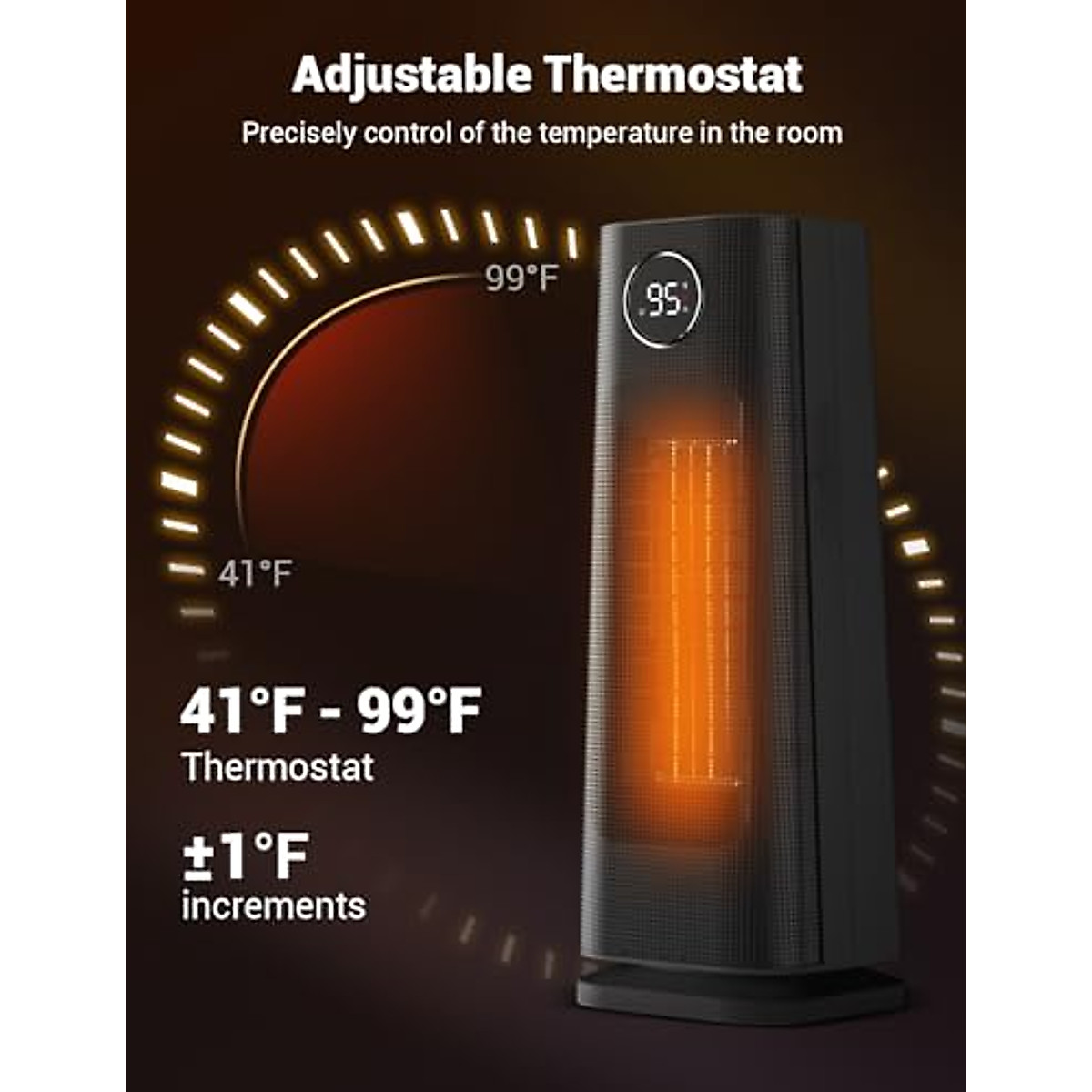 Wind Talk Space Heater for Indoor Use, 1500W Fast Electric Portable Ceramic Heaters with Thermostat, 4 Modes, 24H Timer, 70°Oscillating Room Heater with Remote for Office Bedroom Use, 2024 Upgraded