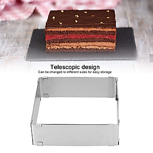 Square Cake Mold Ring, 6 to 11 inch Adjustable Stainless Steel Mousse Cake Ring Square Cookie Cutter Pastry Baking Mold for Birthday Cake, Party Dessert, Tiramisu