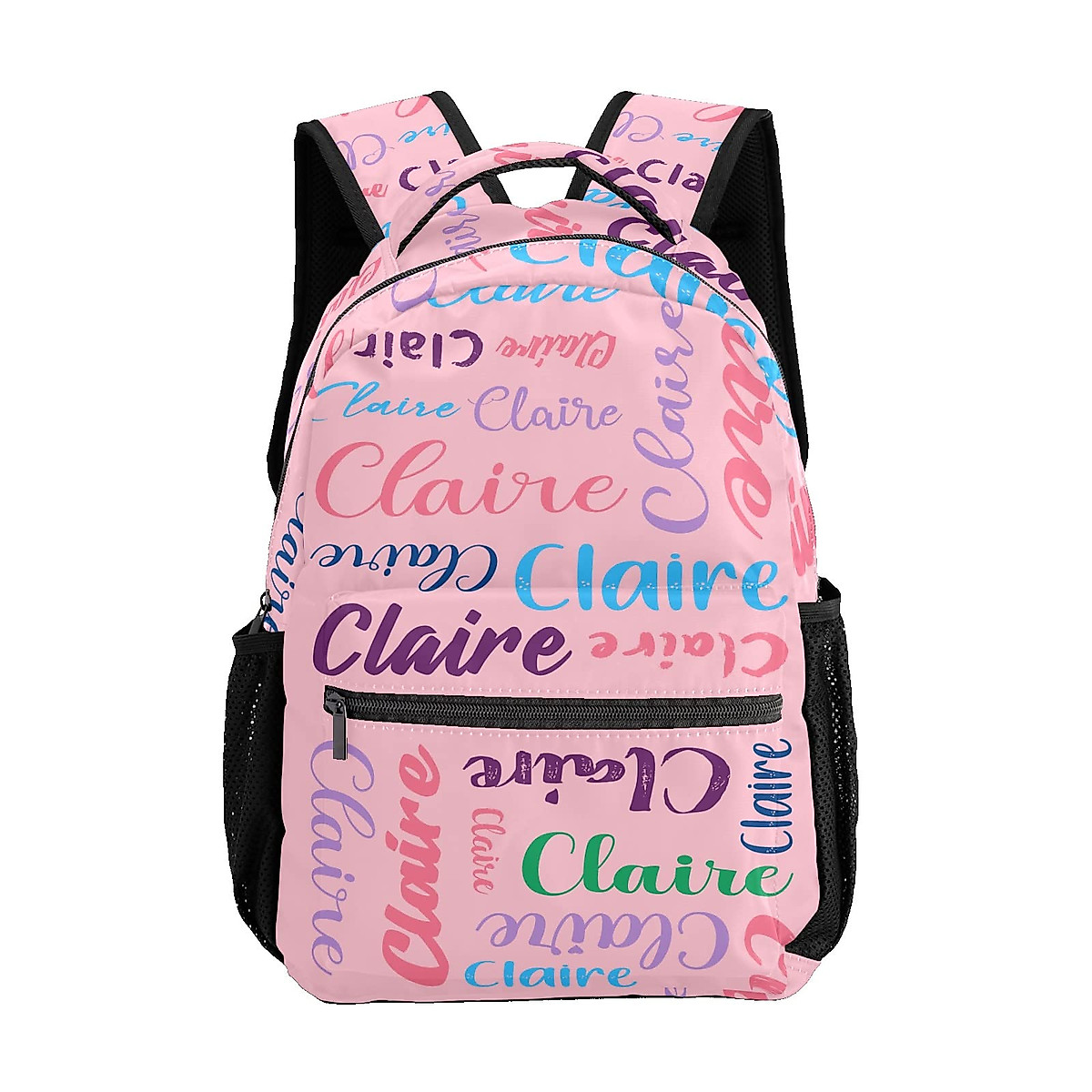 ZAACUSTOM Polyester Custom Bookbag with Name Text Elementary Kids Girls Personalized School Backpack Customize Book Bag, Stylish, Waterproof, Unique, Adjustable Shoulder Straps, 1 Pack