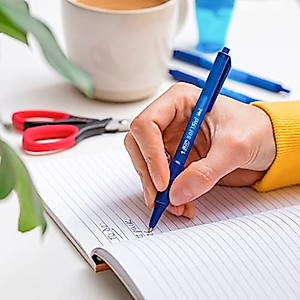 BIC Soft Feel Retractable Ballpoint Pen, Medium Point, Blue, 12-Count