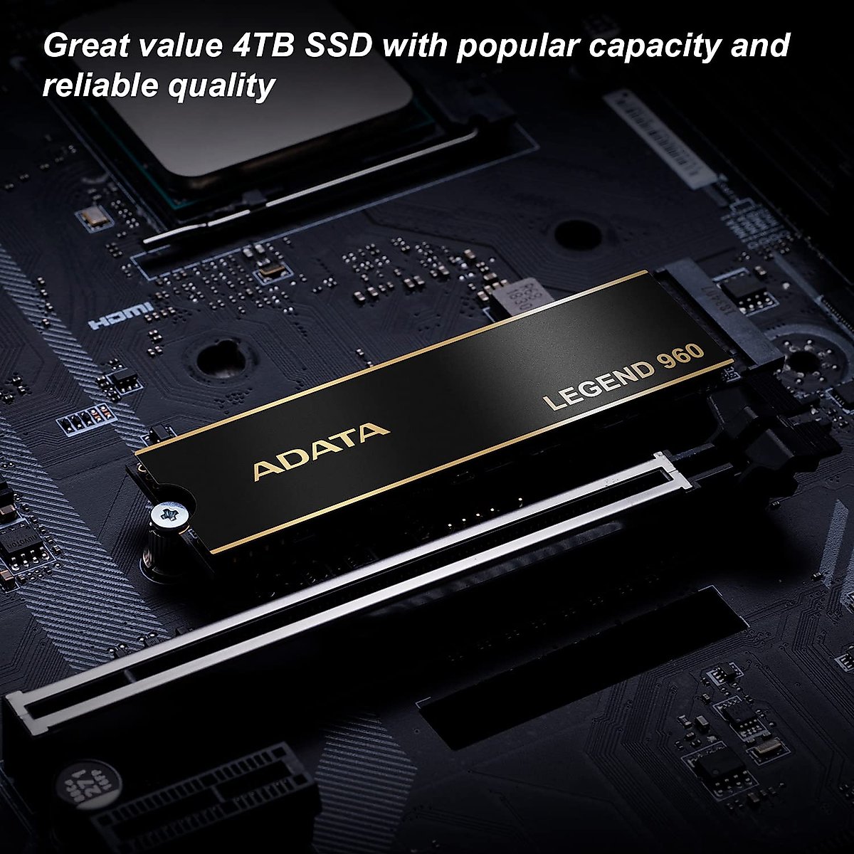 ADATA 4TB SSD Legend 960, NVMe PCIe Gen4 x 4 M.2 2280, Speed up to 7,400MB/s, Internal Solid State Drive for PS5 with Heatsink, Gaming, High Performance Computing, Super Endurance with 3D NAND
