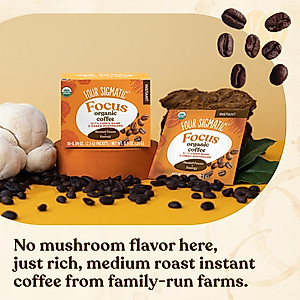 Organic Instant Coffee Powder by Four Sigmatic | Arabica Instant Coffee Singles with Lion's Mane, Chaga and Rhodiola | Mushroom Coffee Instant Mix for Better Focus and Immune Support | 10 Packets