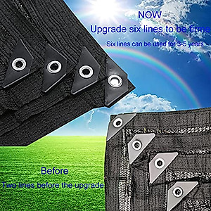 AISky Black Shade Cloth for Plants with Grommets 70% Sunblock Mesh Tarp 6.5' x 10' Greenhouse Heat Protection Shading Fabric Net for Garden Plants Patio Lawn Flowers Outdoor