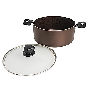 IMUSA USA 5 Quart Talent Master Line Nonstick Dutch Oven with Glass lid & Thermal Signal, Brown, (IMU-20077)