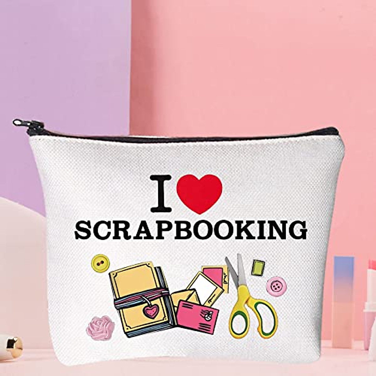 WZMPA Scrapbook Lover Cosmetic Makeup Bag Scrapbook Fan Gift I Love Scrapbooking Zipper Pouch Bag For Women Girls (Scrapbooking)