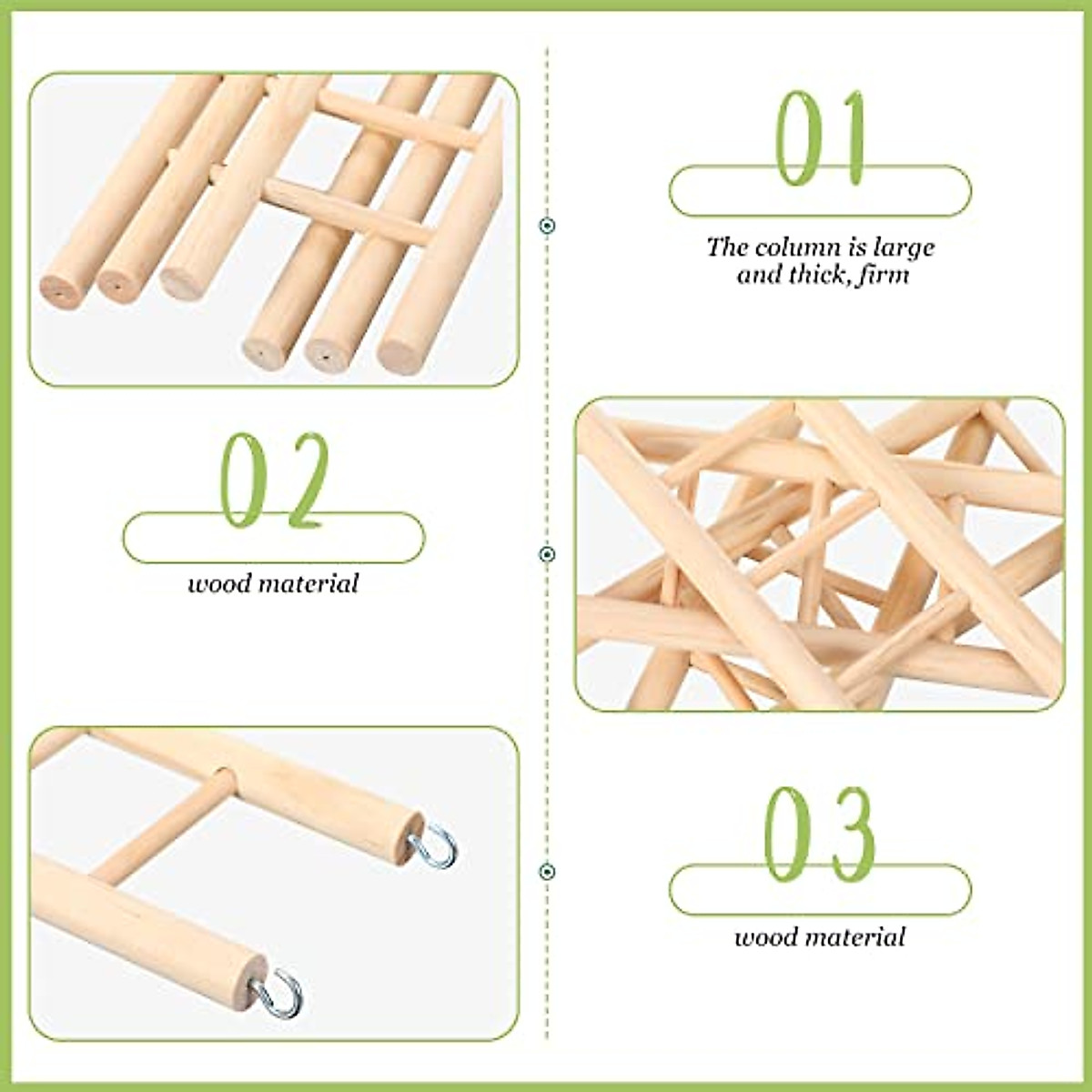 6 Pcs Step Wood Ladder for Bird, 6 Sizes Bird Toys Wooden Ladder Hanging Bird Ladder Parrot Step Ladders Cage Hanging Bird Climbing Toys for Parakeets, Parrots, Cockatoo and Lovebirds