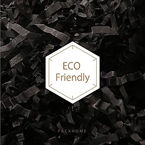 PACKHOME 0.5 LB Crinkle Cut Paper Shred Filler, Black Shredded Paper for Gift Baskets, Crinkle Paper for Gift Wrapping