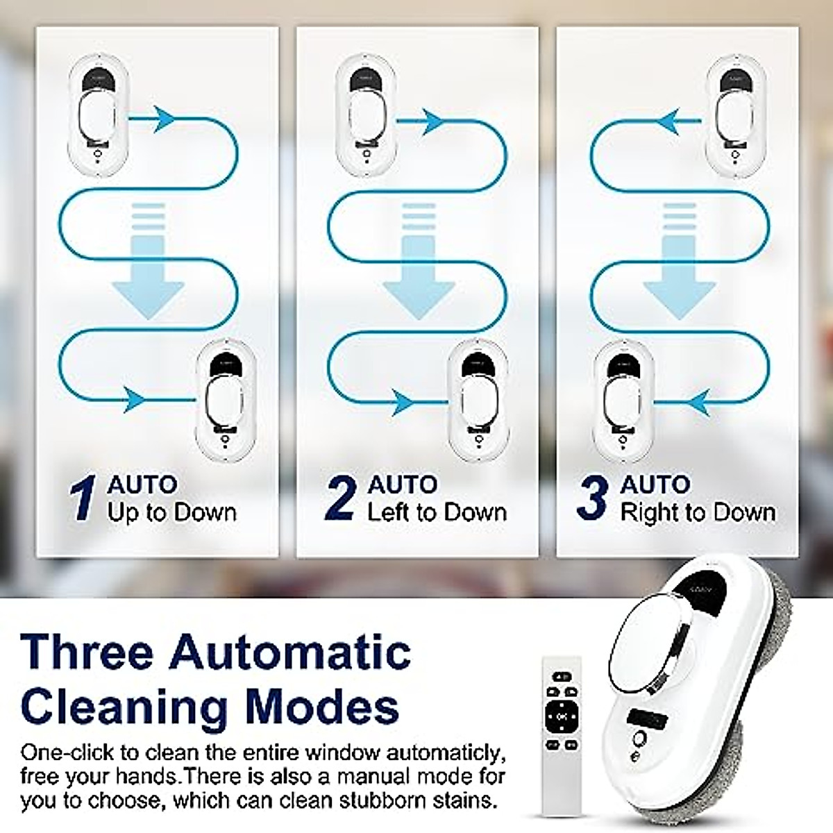 MAGULA Window Cleaning Robot, 5600Pa Strong Suction Automatic Robot Window Cleaner, Anti Drop,Remote Control,Smart Glass Cleaning Robotic for Window Glass Mirror Tile Outdoor High-Rise Window Cleaning