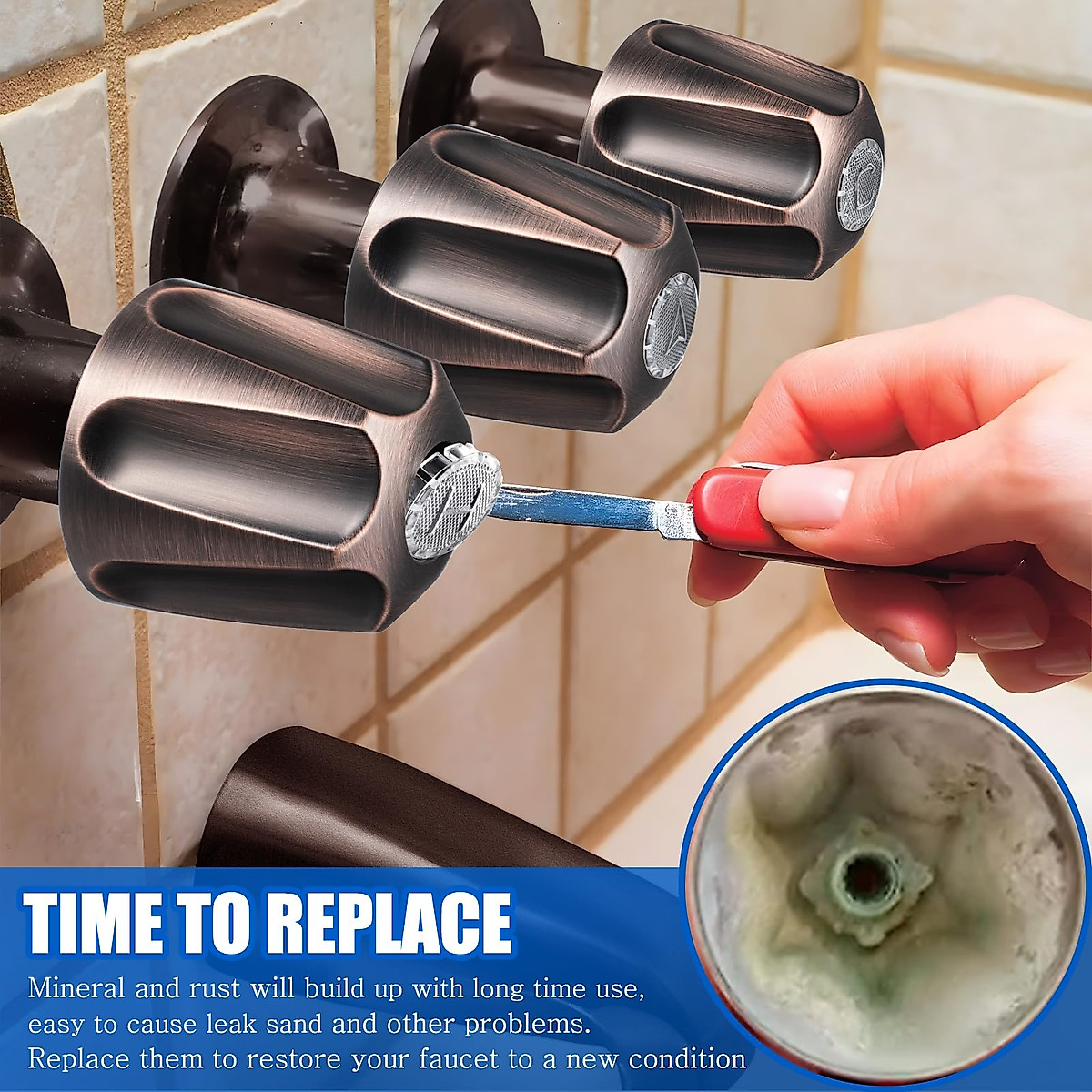 Dreyoo 3 Piece Shower Knob Replacement Compatible with Price/Pfister Verve Tub Shower, Bathtub Faucet Handle Remodel Trim Kit Include 1 Hot 1 Cold 1 Diverter and 3 Screws(Oil Rubbed Bronze)