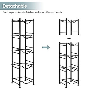 MOOACE 5-Tier Water Jug Rack, 5 Gallon Detachable Water Bottle Holder Organizer Storage Rack, Black