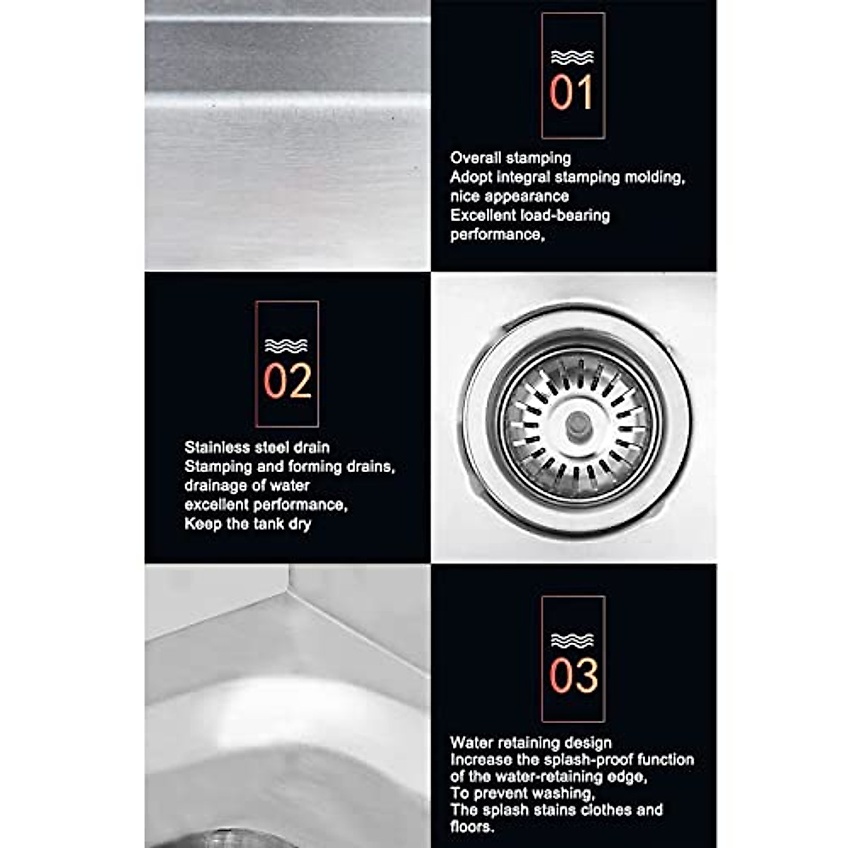 Commercial Restaurant Sink, Free Standing 201 Stainless Steel Commercial Sink with Faucet Utility Sink Outdoor Sink Single Bowl Laundry Utility Room Sinks for Indoor Bathroom Restaurant