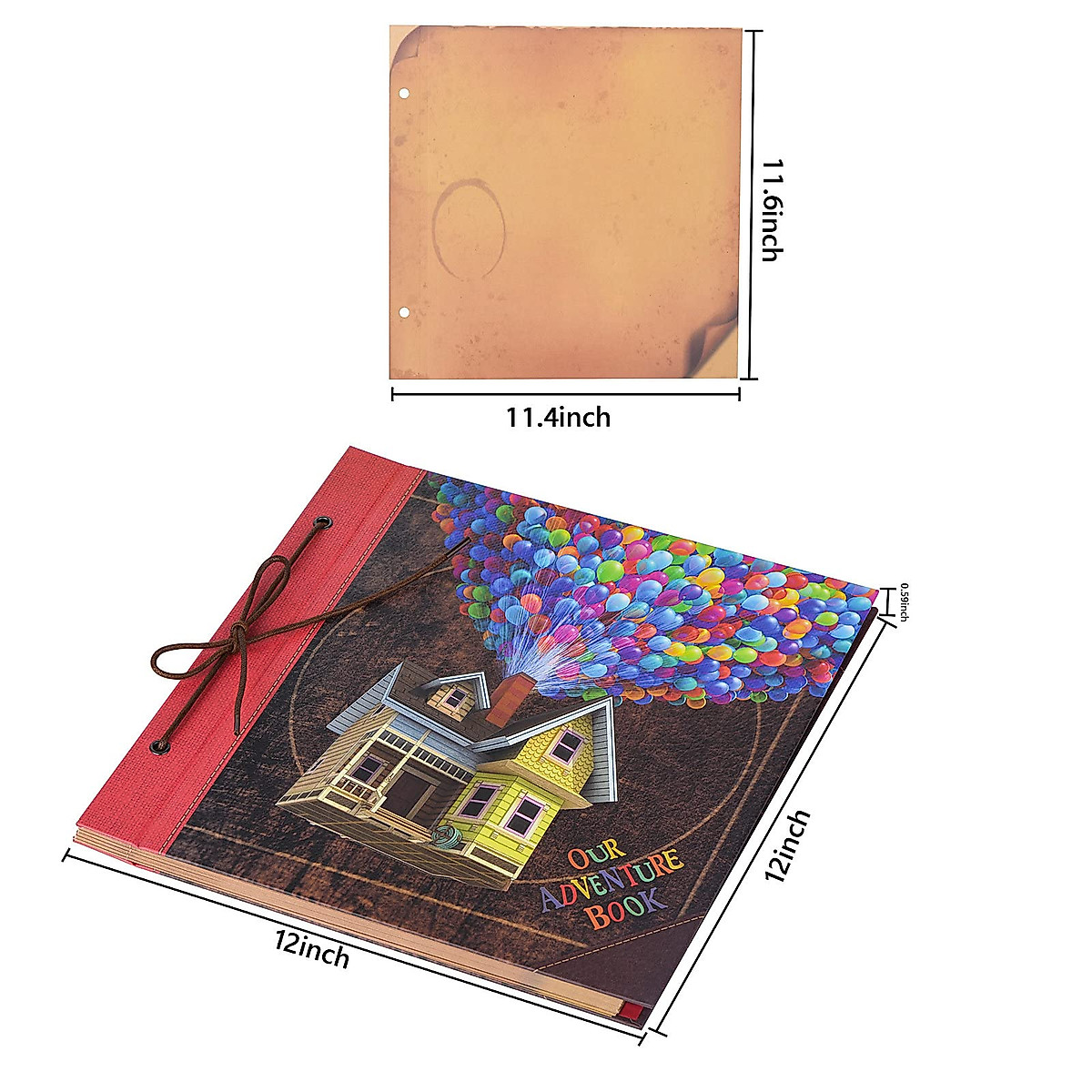 Our Adventure Book 12x12 Inch,Scrapbook Album Large Handmade Travel Scrapbook 60 Pages DIY Album for Anniversary,Wedding,Travelling,Writing,Baby,Friends,Family,Couple Gifts (Up House)