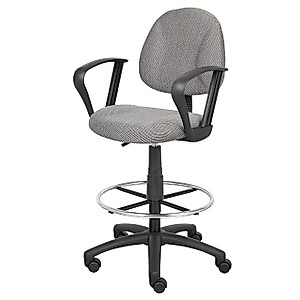 Boss Office Products B1617-GY Ergonomic Works Drafting Chair with Loop Arms in Grey