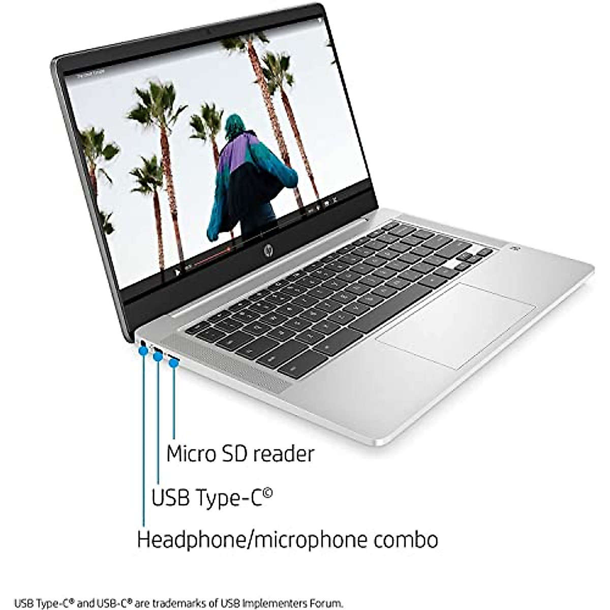 HP Chromebook 14A-NA0031WM 14" 4GB 64GB Intel Pentium Silver N5000 X4 1.1GHz Chrome OS, Silver