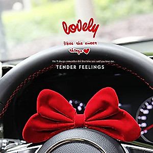 andorelse Velvet Bow Knotted for Car Interior Dashboard Ornament Red Charm Decorations