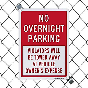 SmartSign “No Overnight Parking - Violators Will Be Towed Away At Vehicle Owner's Expense” Sign | 10" x 14" Engineer Grade Reflective Aluminum