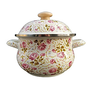 Hemoton 1pc Enamel Amphora Soup Pot Ceramic Cookware Chinese Casserole Pot Nonstick Household Stew Pot Cooking Pot for Stove Top Saucepan with Lid Practical Pot Printing Kitchen Supplies