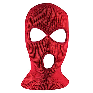 Knit Sew Acrylic Outdoor Full Face Cover Thermal Ski Mask by Super Z Outlet, Red, One Size Fits Most