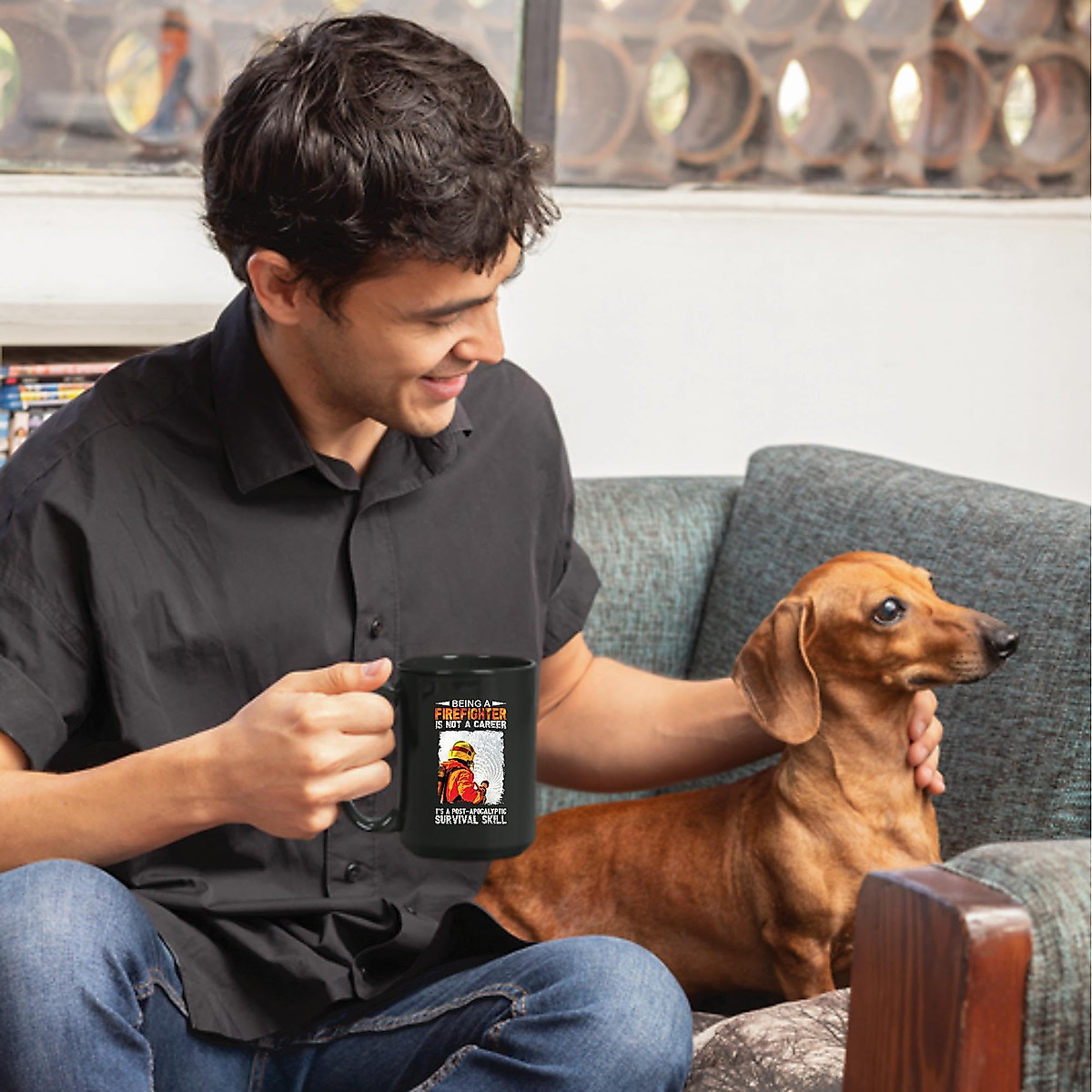 Firefighter Gift for Professional Career and Post Apocalyptic Survival 11oz 15oz Black Coffee Mug