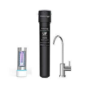 Waterdrop 17UB-UF 0.01 μm Ultra Filtration Under Sink Water Filter System and LED UV͎ Ultrąviolët Water Sterilizër Filter for Kitchen, Mercury-Free, FCC Certified, Stainless Steel, 50 Years Life Time
