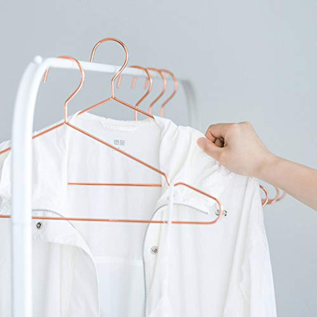 CertBuy 30 Pack Strong Metal Hanger 16.5 Inch, Metal Wire Clothes Hangers Coat Hanger Standard Hangers with Anti-Slip Grooves for Everyday Use, Rose Gold