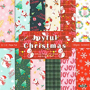 BLEDS Scrapbook Paper, 24 Sheets Christmas Scrapbooking Paper Pad 6x6 inch, One Single-Side Scrapbooking Paper Supplies For Xmas Festival Craft Junk Journal Card-Making Decorative Background
