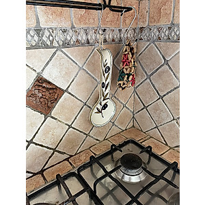 CERAMICHE D'ARTE PARRINI - Italian Ceramic Spoon Rest Holder Decorated Olives Pottery Art Hand Painted Made in ITALY Tuscan