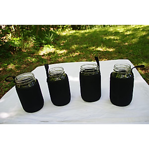 Masun Mason jar Sleeve Wide, and regular mouth quart jars (Black 4 pack)