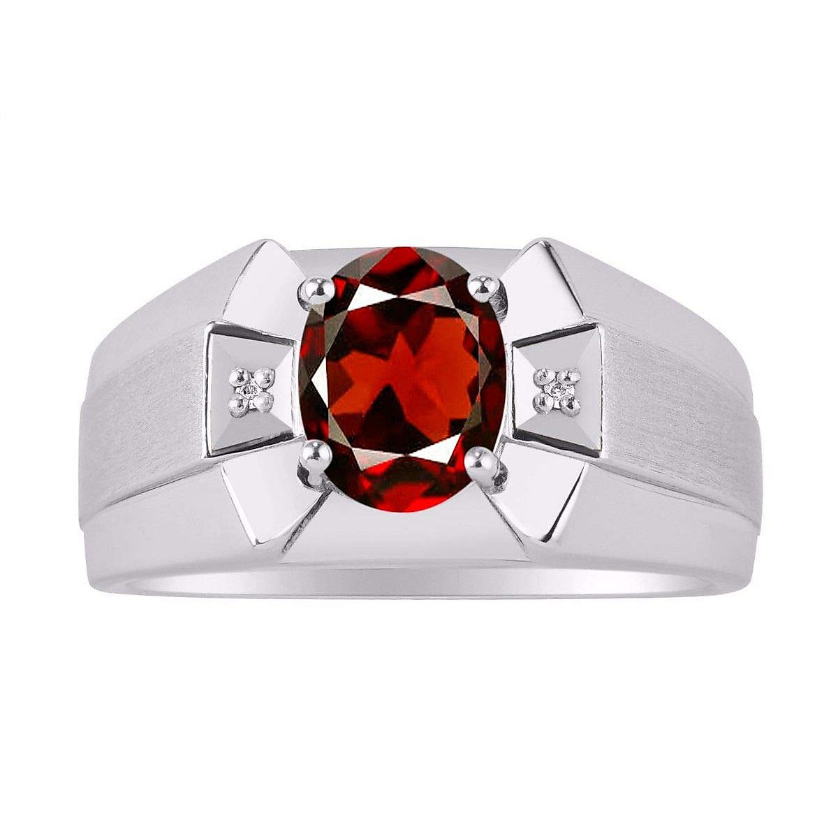 Rylos Classic Oval Garnet & Diamond Ring - January Birthstone*