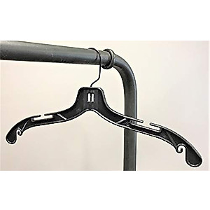 NAHANCO 2405BH Plastic Shirt/Dress Hanger for Bridal/Formalwear Apparel, Jumbo Weight, 17" - Black with Black Hook (Pack of 100)