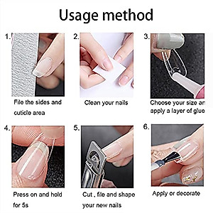 Square Nails - 500Pcs Clear Acrylic Full Cover Nail Tips with 10Pcs Nail Glue for DIY Nail Art