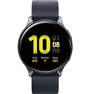 SAMSUNG Galaxy Watch Active2 (Silicon Strap + Aluminum Bezel) Bluetooth - International Heart Rate Monitor (Aqua Black, R830-40mm)