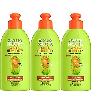 Garnier Fructis Style Anti-Humidity Smoothing Milk for Frizzy Hair, 5.2 Ounce Bottle, 3 Count