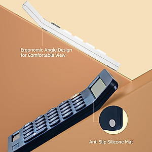 Calculator, Deli Standard Function Desk Calculators 10 Digit with Large LCD Display with 15° Elevation, Solar and Battery Dual Power, Standard Function for Office, Home, School, White