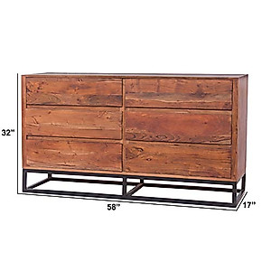 TUP The Urban Port Modern Acacia Wood Dresser or Display Unit with Metal Base, Walnut Brown and Black