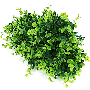 TEMCHY Artificial Plants Flowers Faux Boxwood Shrubs 6 Pack, Lifelike Fake Greenery Foliage with 42 Stems for Garden, Patio Yard, Wedding, Office and Farmhouse Indoor Outdoor Decor